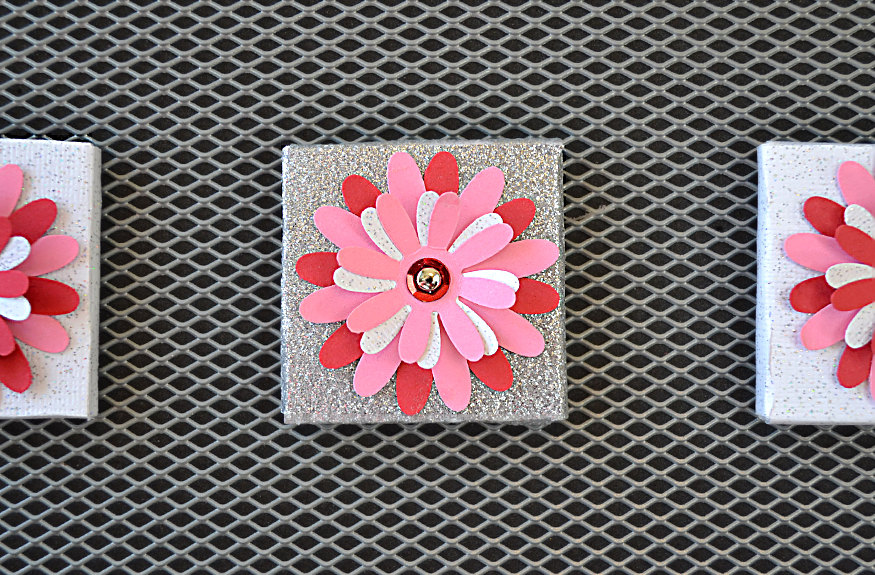 Cut Paper Flower Magnets - Set Of 4 - Pink, Red, Silver & Glitter ...