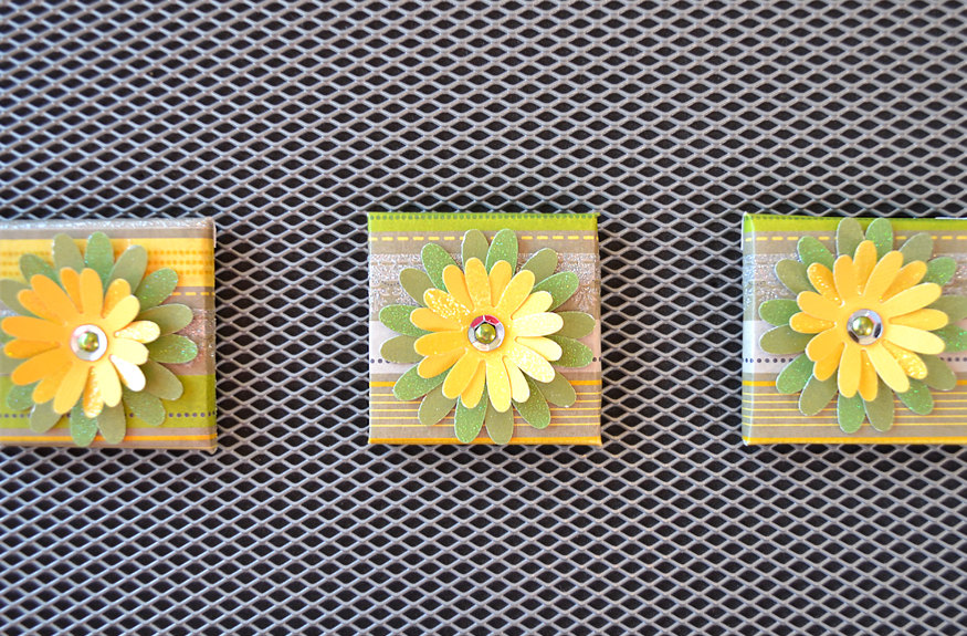 Cut Paper Flower Magnets - Set Of 4 - Silver, Citrus & Glitter Flower ...