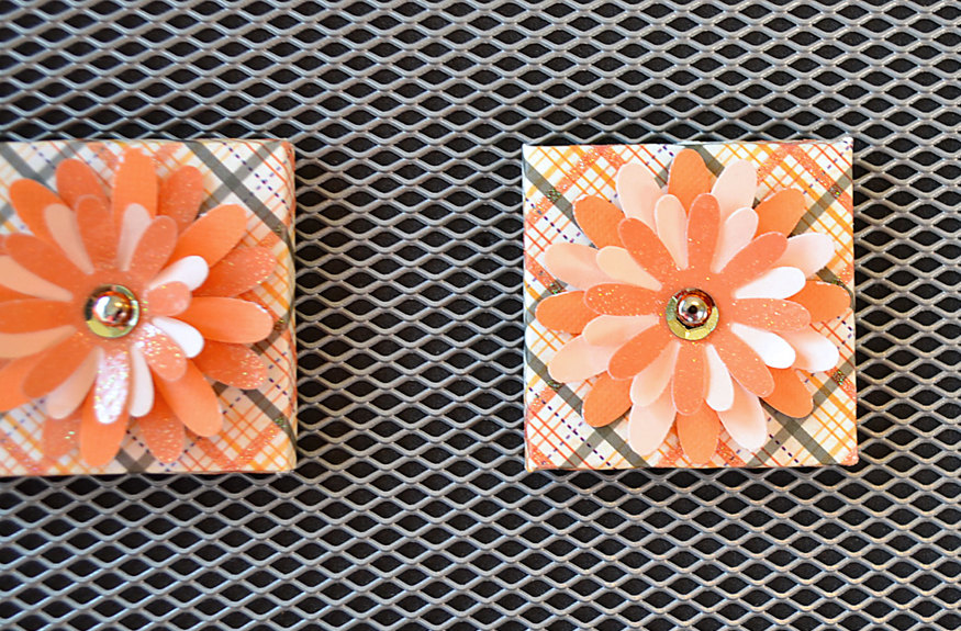 Cut Paper Flower Magnets - Set Of 4 - Silver, Tangerine & Glitter ...