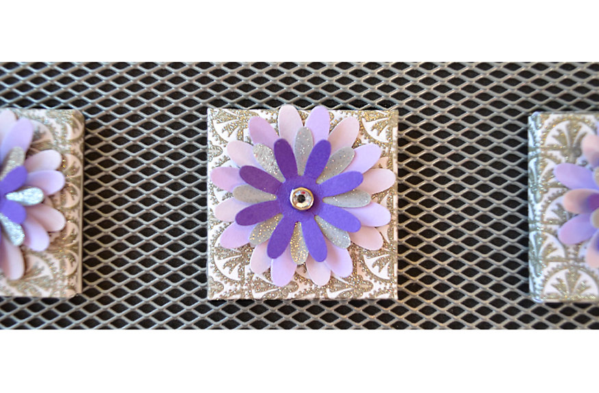 Cut Paper Flower Magnets - Set Of 4 - Silver, Lilac & Glitter Flower ...